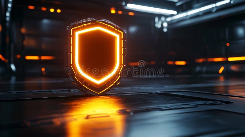 Digital Assets Protection with Glowing Shield Stock Illustration ...
