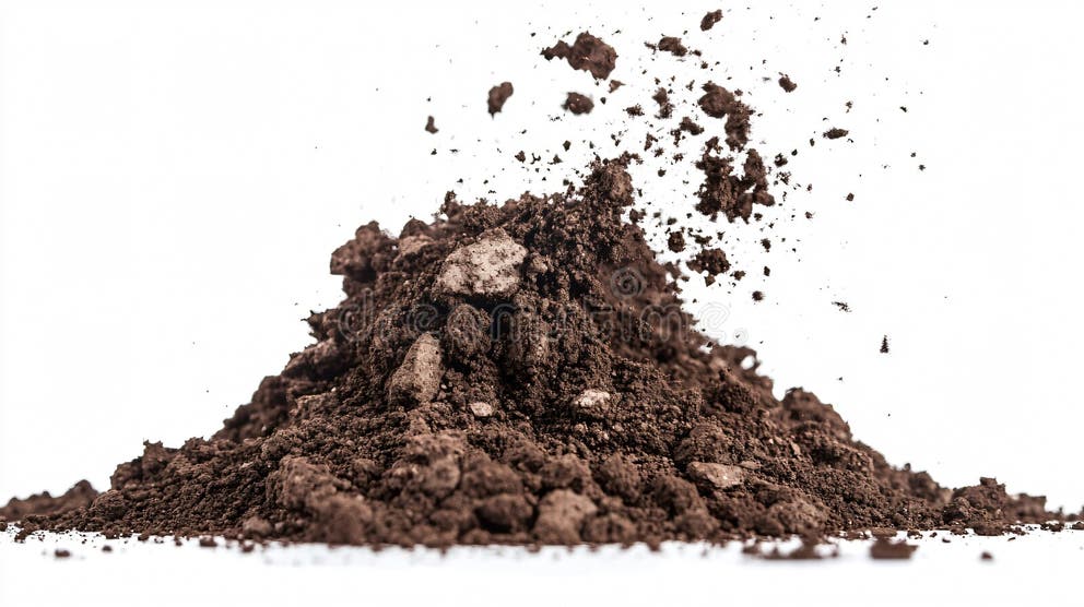 Dirt Flying Soil Pile Scattered Isolated on White Background Stock ...
