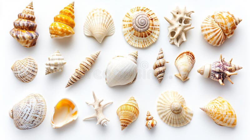Diverse Collection of Seashells in Various Shapes and Sizes Stock Photo ...