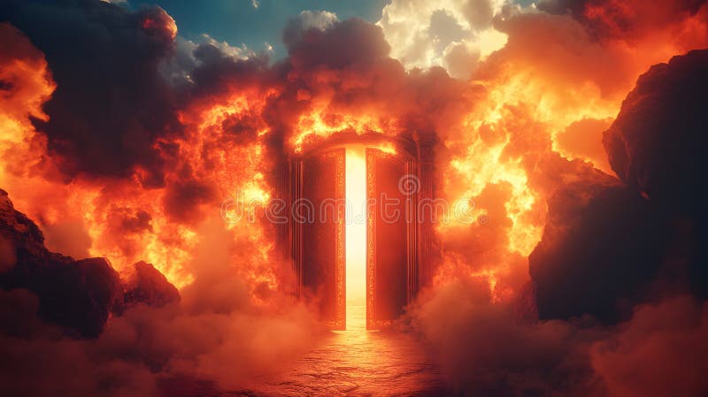 Divine Transition: Animation of Heavenly Paradise and Fiery Hell Gate ...