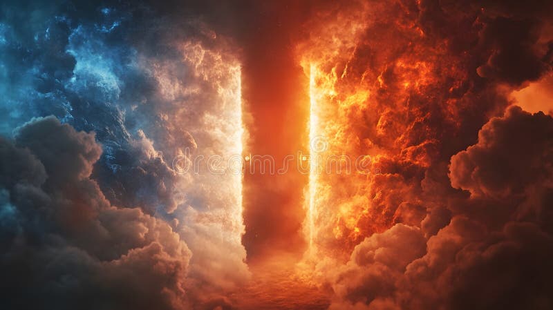 Divine Transition: Animation of Heavenly Paradise and Fiery Hell Gate ...