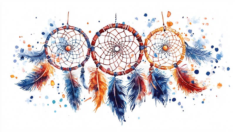 Dream Catcher Watercolor Illustration Hand Drawn Artwork Stock ...