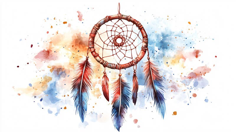 Dream Catcher Watercolor Illustration Hand Drawn Artwork Stock ...