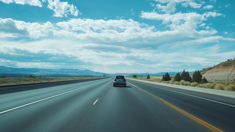 Driving Car Point of View Perspective with Scenic Road View Stock ...