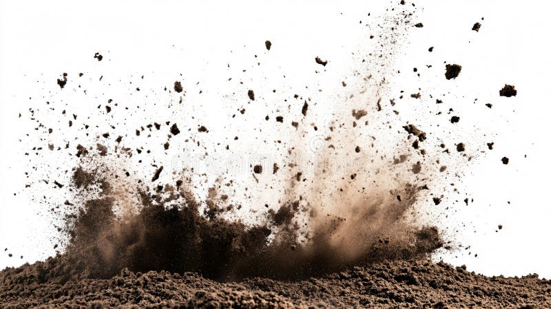 Dry Soil Explosion on White Background for Creative Design Projects ...