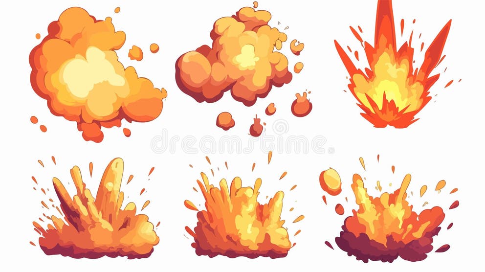 Dynamic Cartoon-Style Game Fire Explode Effect Vector Stock Vector ...