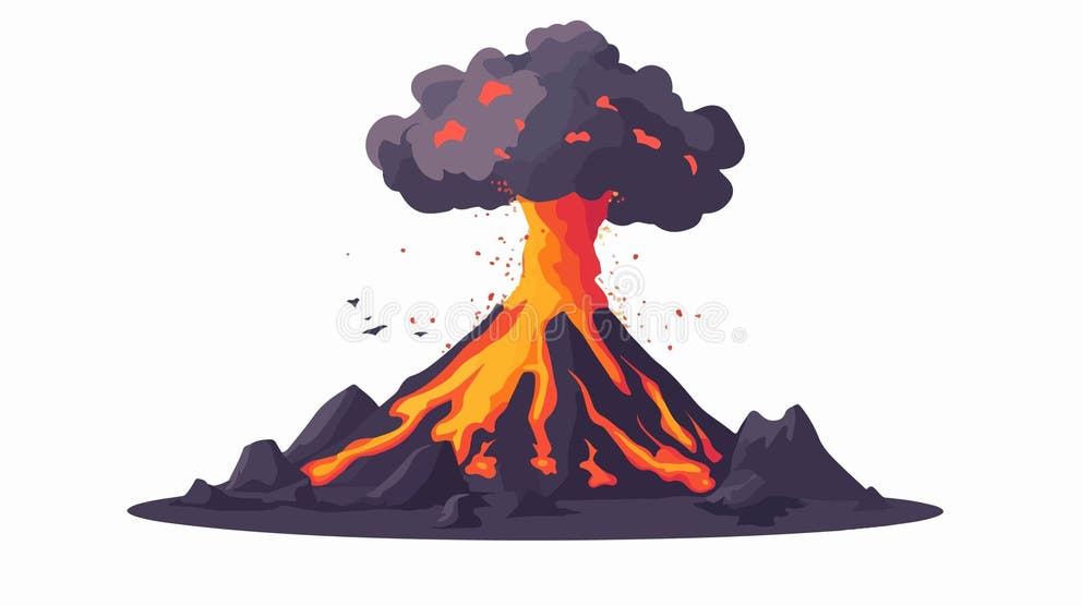 Dynamic Cartoon Volcano Lava Eruption Animation Vector Illustration ...