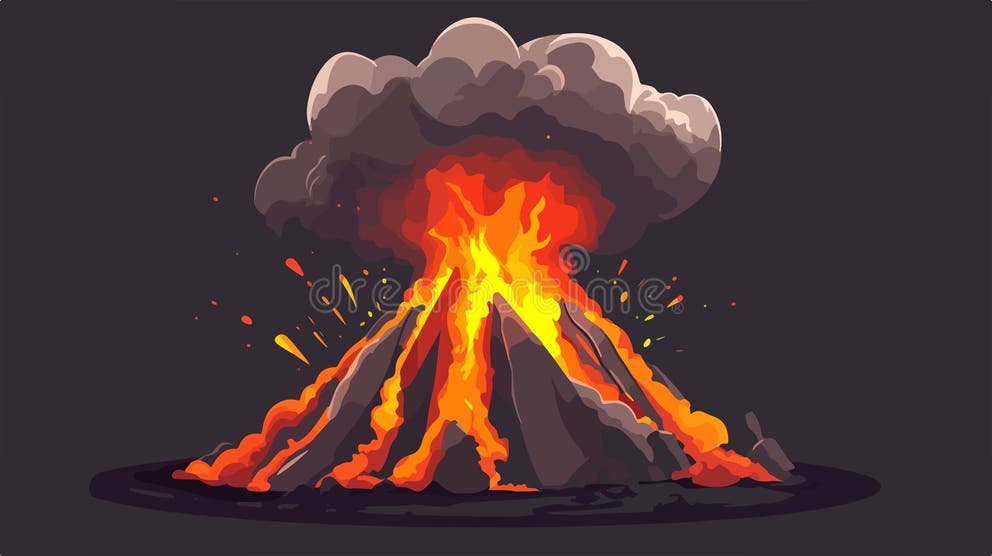 Dynamic Cartoon Volcano Lava Eruption Animation Vector Illustration ...