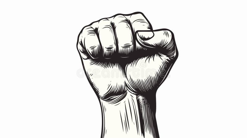 Dynamic Raised Clenched Fist Hand Sketch for Strong Concept Stock ...