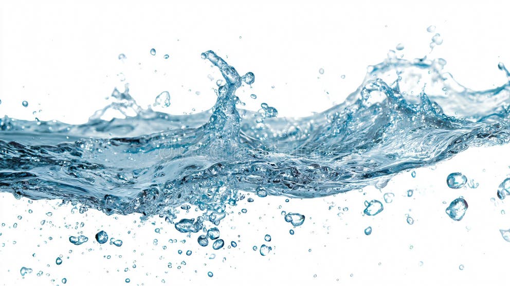 Dynamic Splashing Water and Spraying Water Droplets Isolated on White ...