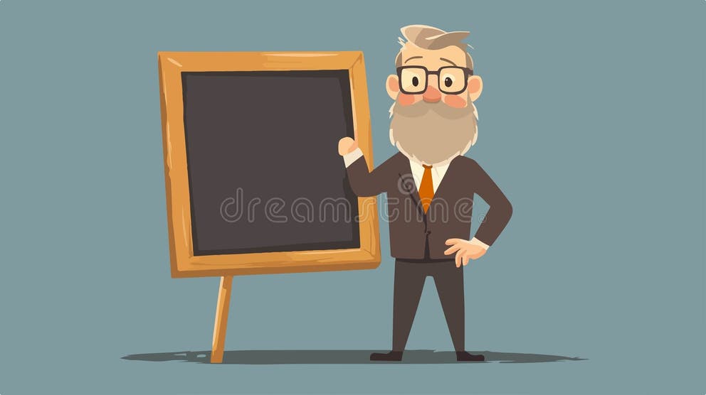 Eccentric Professor Engaging Students with Blackboard Illustrations ...