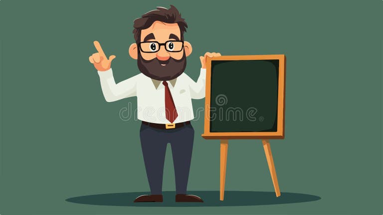 Eccentric Professor Engaging Students with Blackboard Illustrations ...