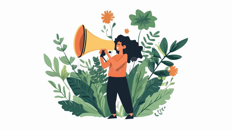 Eco-Friendly Activist with Megaphone Supporting Environment Stock ...