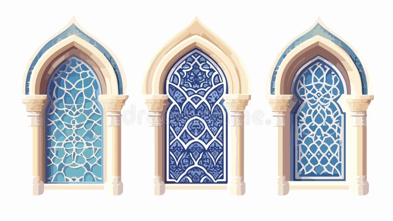 Elegance of Islamic Architectural Window Frames Stock Vector ...