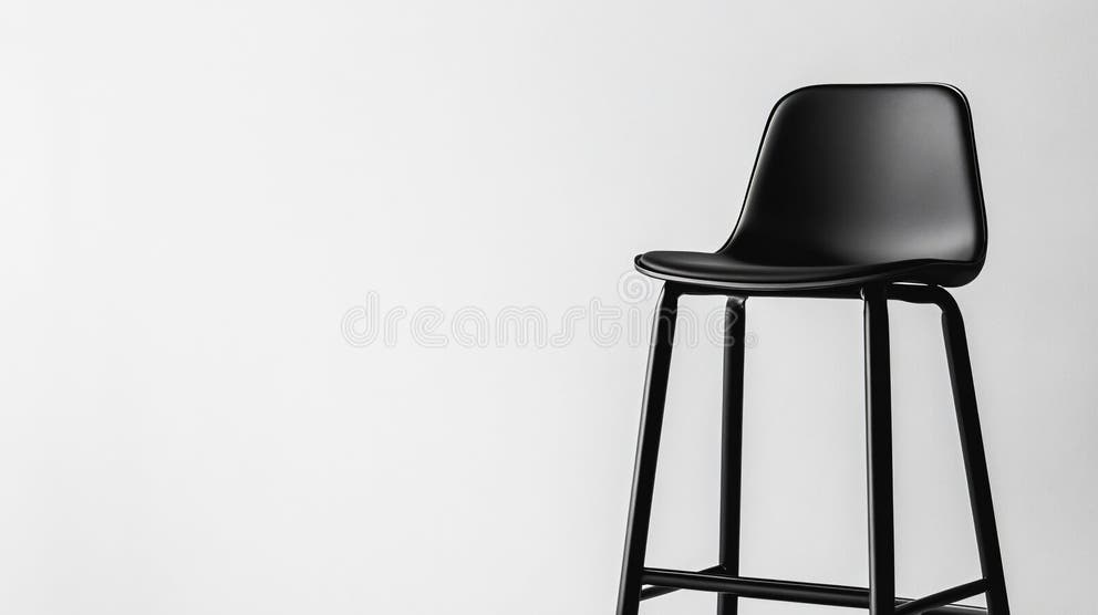 Elegant Black Bar Stool on White Background Stock Image - Image of ...