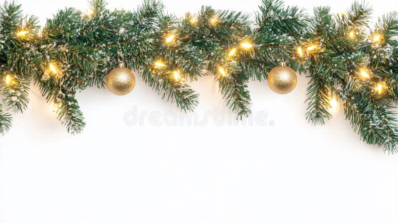 Elegant Christmas Border with Coniferous Branches for Festive Decor ...