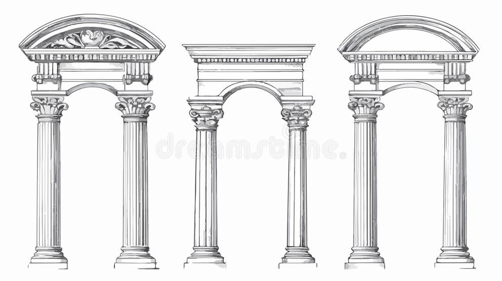Elegant Classical Architecture Elements Engraved on Temple FaÃ§ade ...