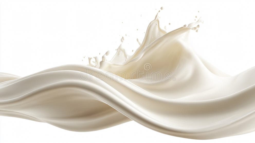 Elegant Curvy Vanilla Milk Splash on White Background Stock ...