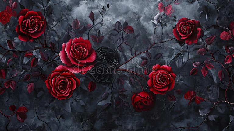 Elegant Dark Roses in Black, Deep Red, and Maroon with Thorn Stock ...
