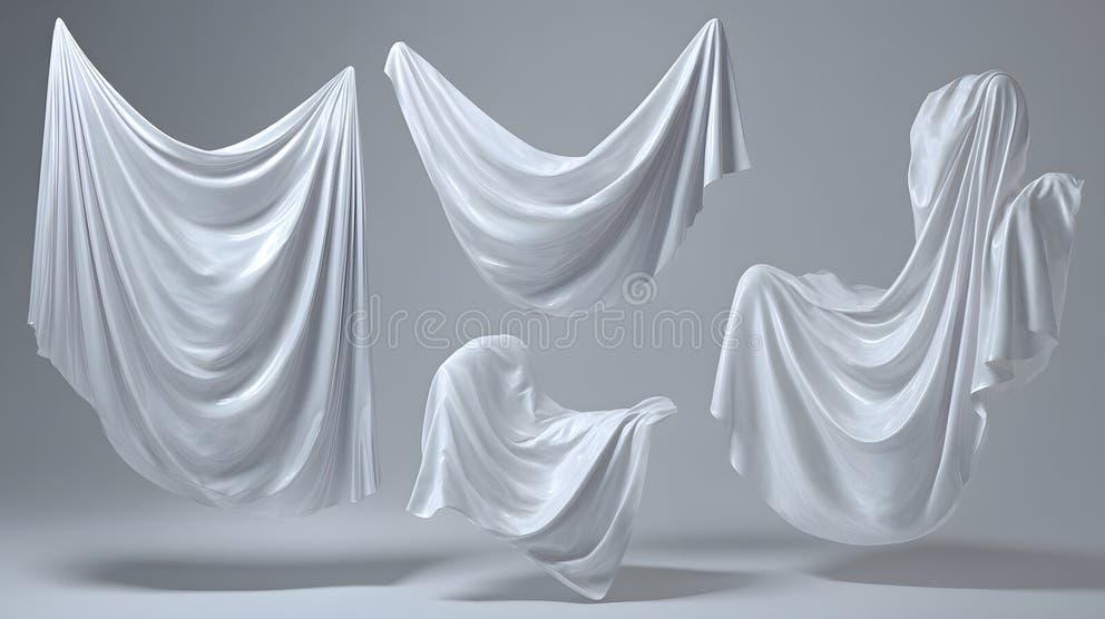 Elegant Floating White Fabrics Set for Creative Designs and Concepts ...