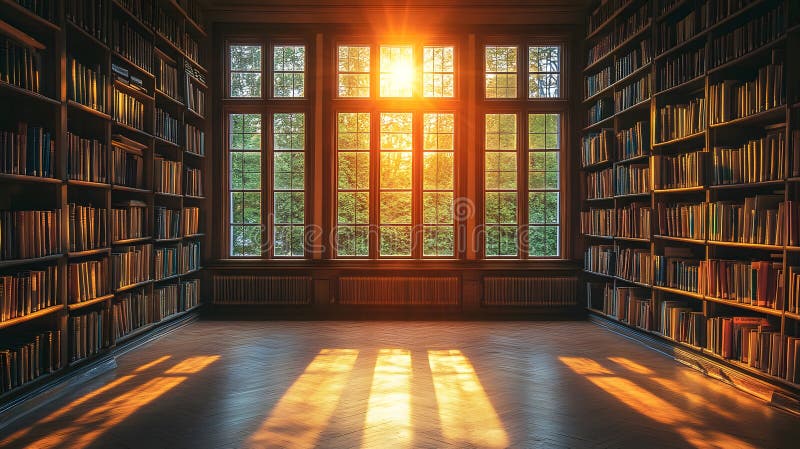 Elegant Illuminated Library Haven for Premium Product Photography Stock ...