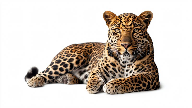 Elegant Leopard Isolated on White Studio Background Stock Photo - Image ...