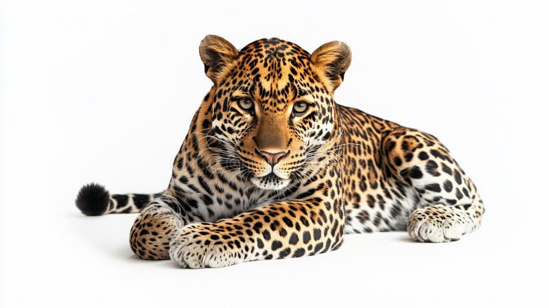 Elegant Leopard Isolated on White Studio Background Stock Photo - Image ...