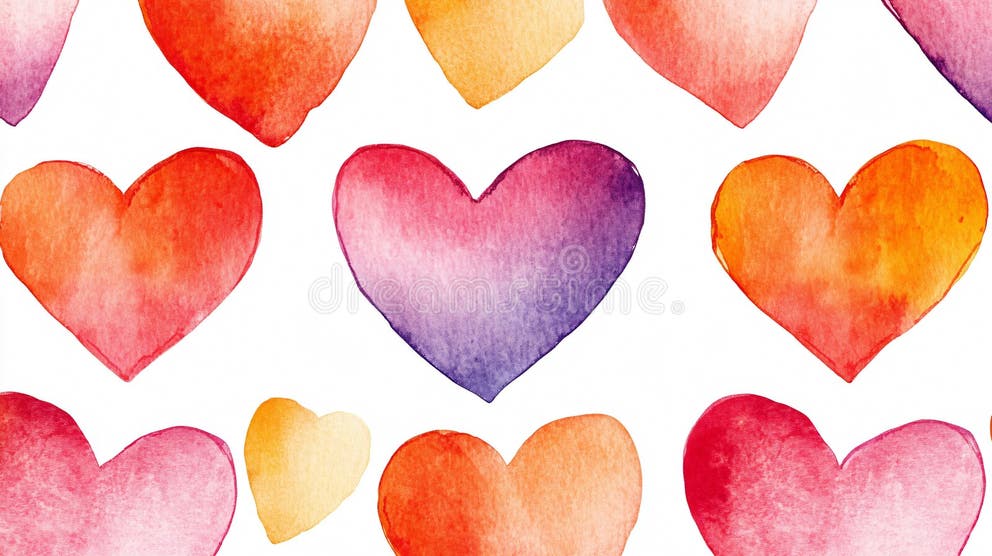 Elegant Seamless Watercolor Hearts Pattern for Romantic Designs Stock ...