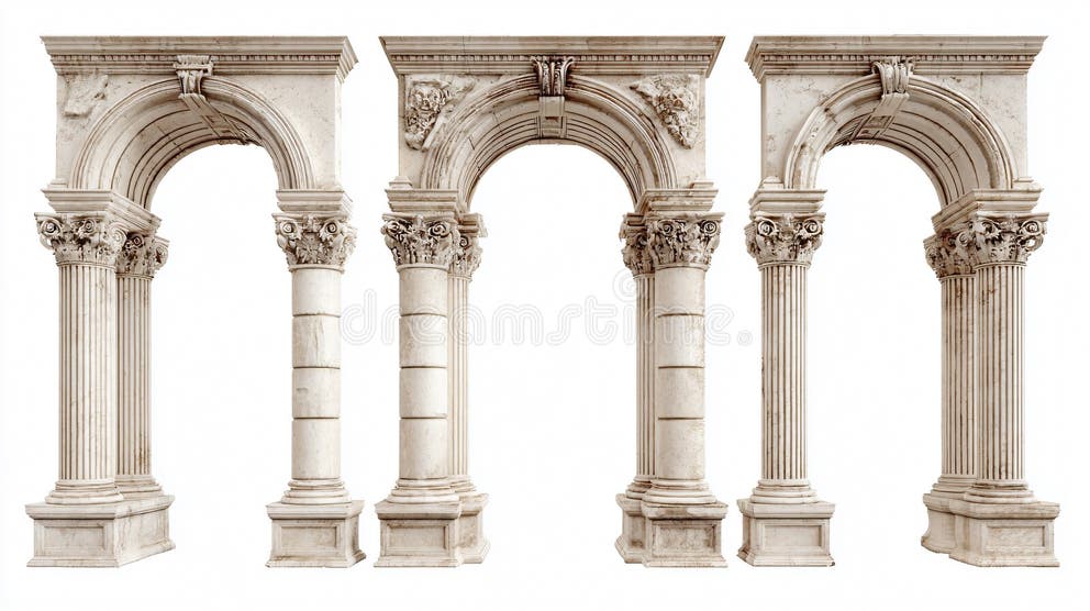 Elegant Set of Classical Column Arches Isolated on White Background ...