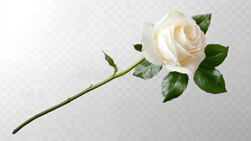 Elegant Single White Rose Long Stem Vertical Stand Pose Stock Photo ...