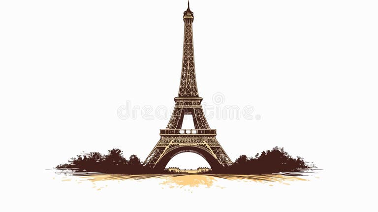 Elegant Vintage Eiffel Tower Icon on Transparent Background Stock ...