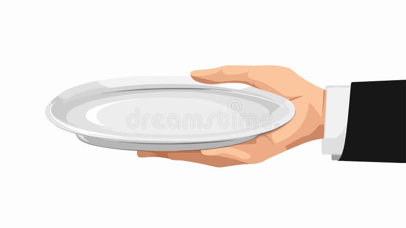 Elegant Waiter Hand Holding Silver Serving Tray Stock Vector ...