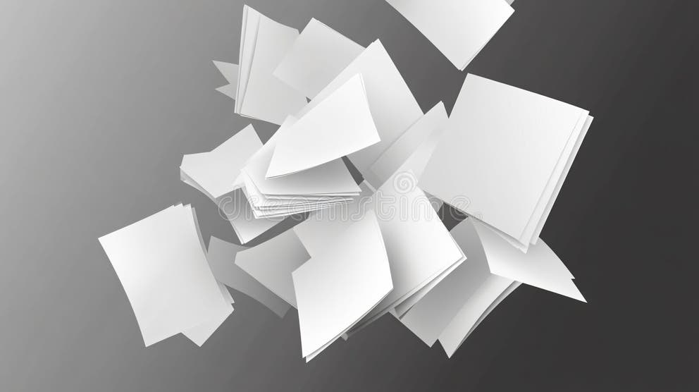 Elegant White Paper Sheets Falling Down for Modern Designs Stock ...