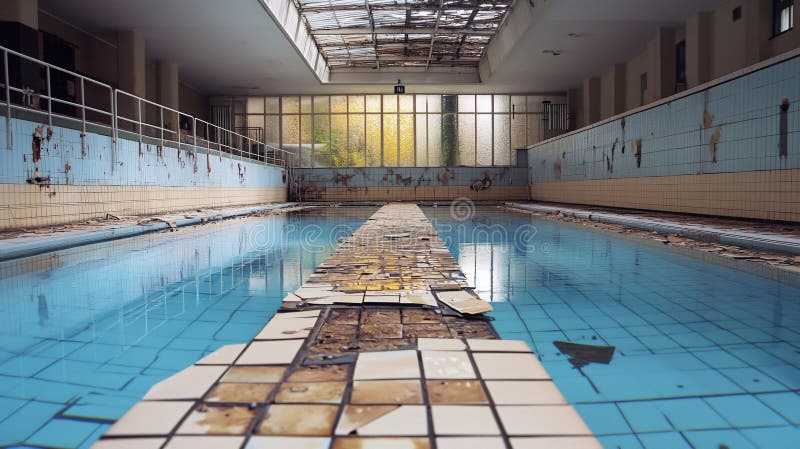 Empty Pool with Cracked Tiles Highlights Urban Decay Stock Illustration ...