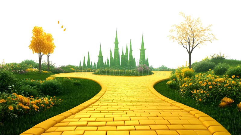 Enchanted Yellow Brick Road Leading To Magical Destination Stock ...