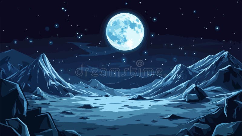 Enchanting Moon Landscape Background Vector Illustration Stock Vector ...