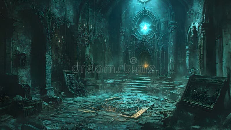 Enigmatic Evil Sorcerer Lair Filled with Mystery and Artifacts Stock ...