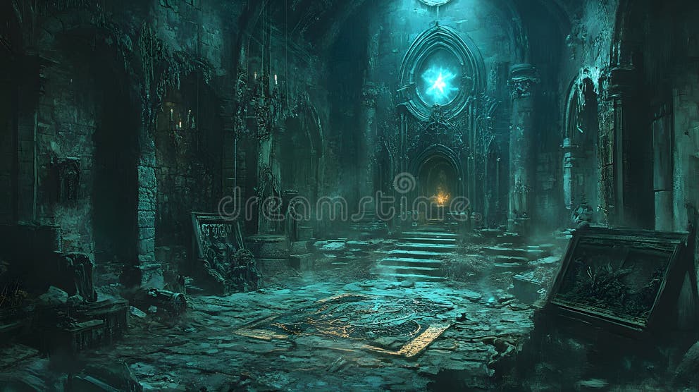 Enigmatic Evil Sorcerer Lair Filled with Mystery and Artifacts Stock ...
