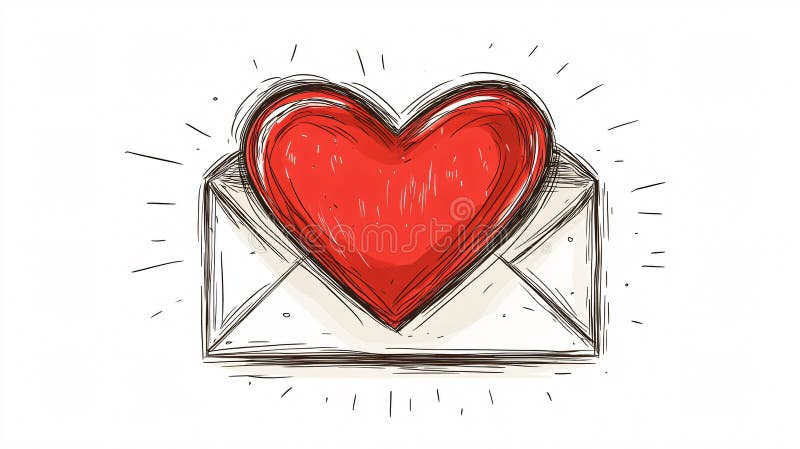 Envelope Continuous Line Drawing Template for Graphic Designers and ...