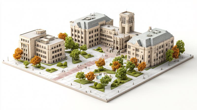 Excited Student in 3D University Campus Model for Educational Design ...