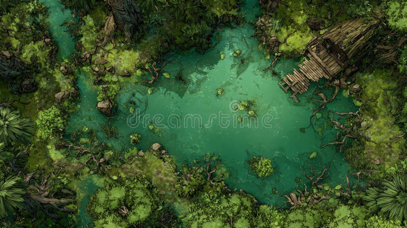 Fantasy DnD Battlemap Illustrating Toxic Swamp Battlemap Style Stock ...