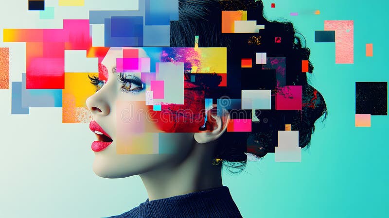 Female Head Talking Creative Trend Collage Communication Concept Stock ...