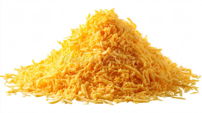 Finely Grated Cheddar Cheese Isolated on White Background for Culinary ...