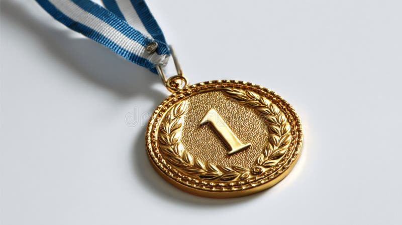 First Place Gold Medal on White Background: Symbol of Success and ...