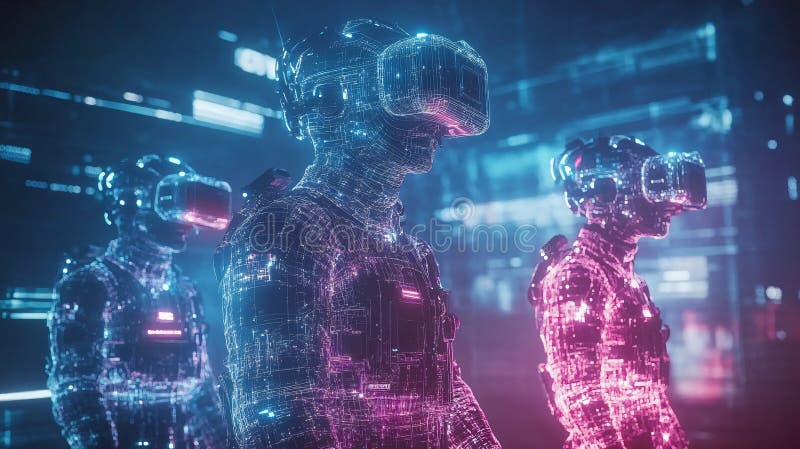 Futuristic Digital Metaverse with Holographic Avatar Display Technology Stock Illustration ...