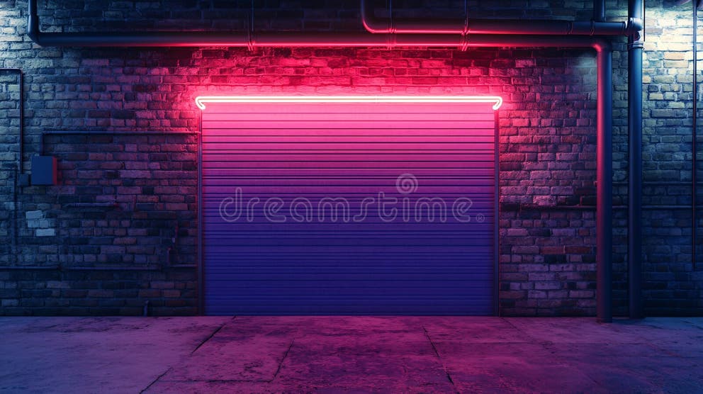 Glowing Neon Sign in Industrial Setting Signifying Items Presence Stock ...