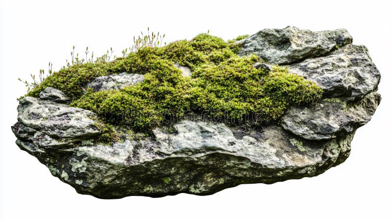 Gorgeous Moss-Covered Rock on Transparent White Background Stock ...