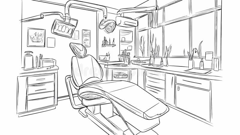 Hand Drawn Dental Line Art Vector Illustration for Dentist Office and ...