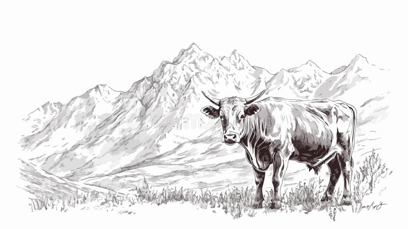 Hand Drawn Farm Cow Livestock Sketch Illustration Stock Vector ...