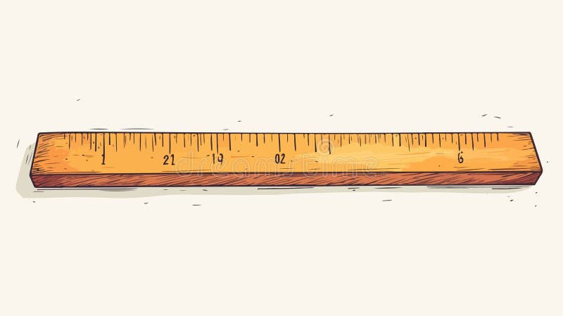Handdrawn Wooden Ruler Illustration Simple Line Art Stock Vector ...